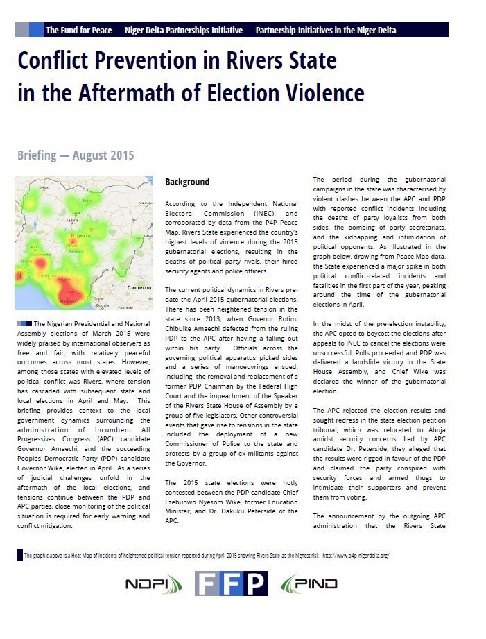Conflict Prevention in Rivers State in the Aftermath of Electoral ...